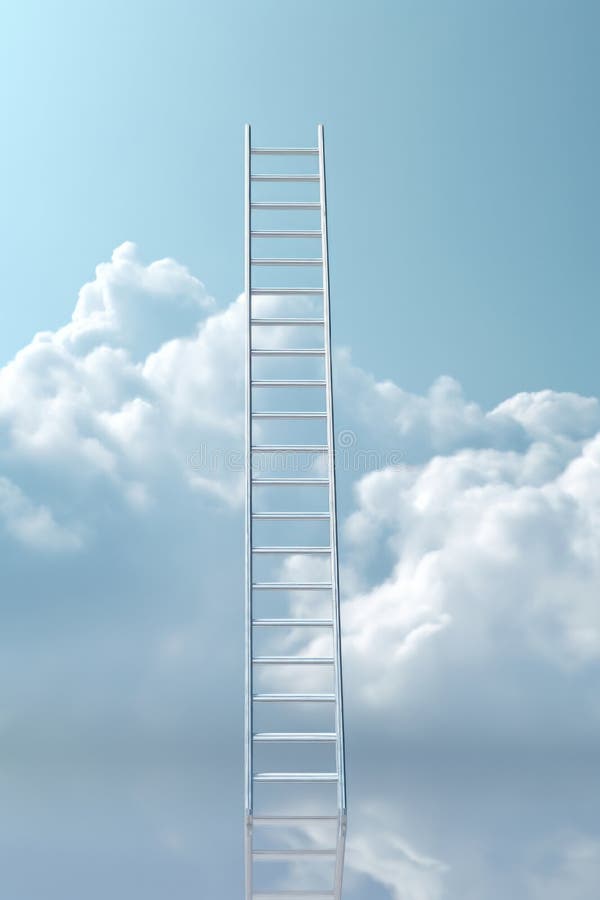 Ladder Leading To Blue Sky with White Clouds Stock Illustration ...