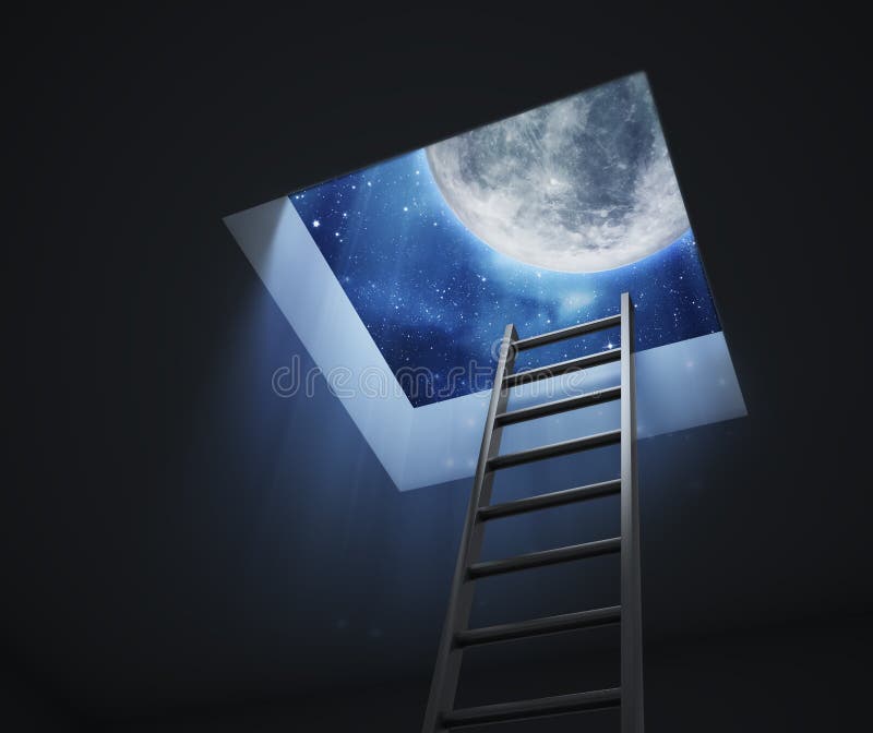 Ladder to the sky and day stock illustration. Illustration of heaven ...