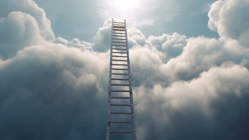 Ladder Leading Up To Clouds. Generative Ai Stock Image - Image of ...