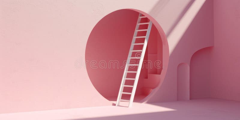 A Ladder Leaning Against a Pink Wall. Versatile and Practical for ...