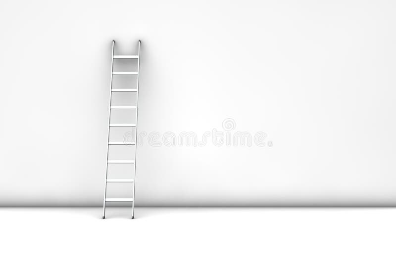 Ladder Leaning on White Wall Stock Illustration - Illustration of ...