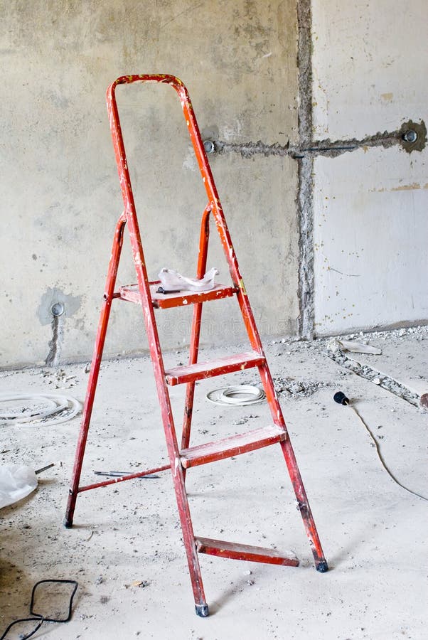 Ladder In Messy Renovated Room Stock Image - Image of mess ...