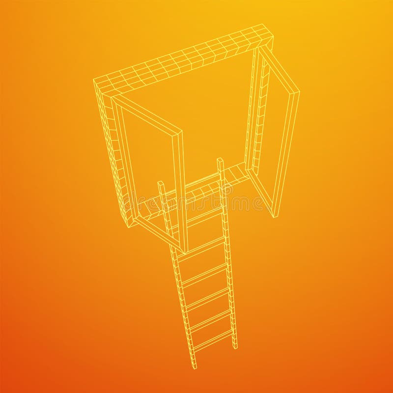 Ladder with Open Window. Business Concept in Opportunity Stock Vector ...