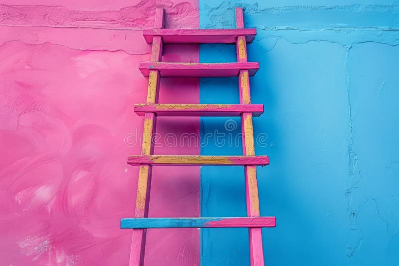 Ladder on Pink-blue Background. Leader, Development Background Stock ...