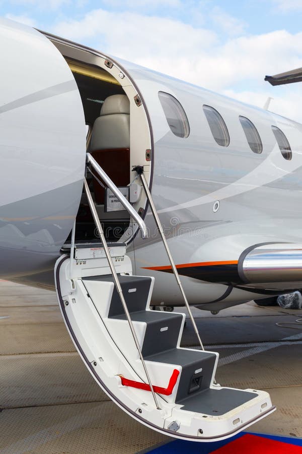 Woman Disembarking Car with Private Jet in Stock Image - Image of ...