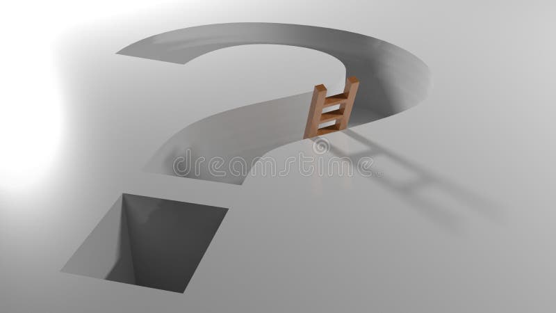 Ladder in a Question Mark Shaped Hole - 3D Rendering Stock Illustration ...