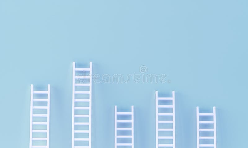 Ladder Random Collection on Pastel Blue Wall. Minimal Studio Background ...