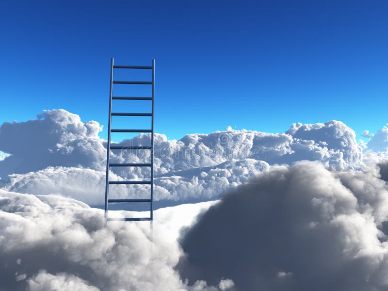 Ladder to the sky and day stock illustration. Illustration of heaven ...