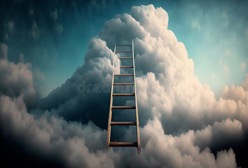 Ladder Reaching into a Cloud. Business Development Stock Illustration ...