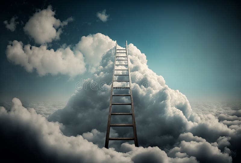 Ladder Reaching into a Cloud. Business Development Stock Illustration ...