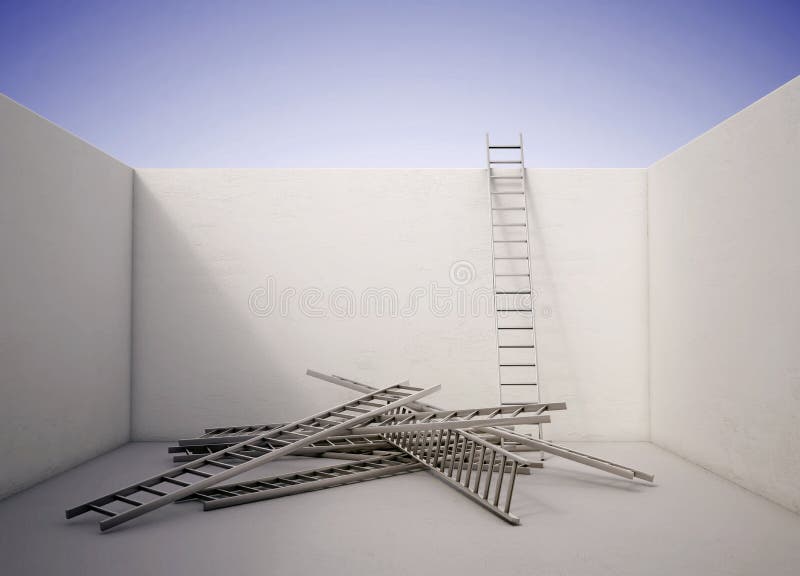 Ladder Reaching Over the Wall Stock Illustration - Illustration of ...
