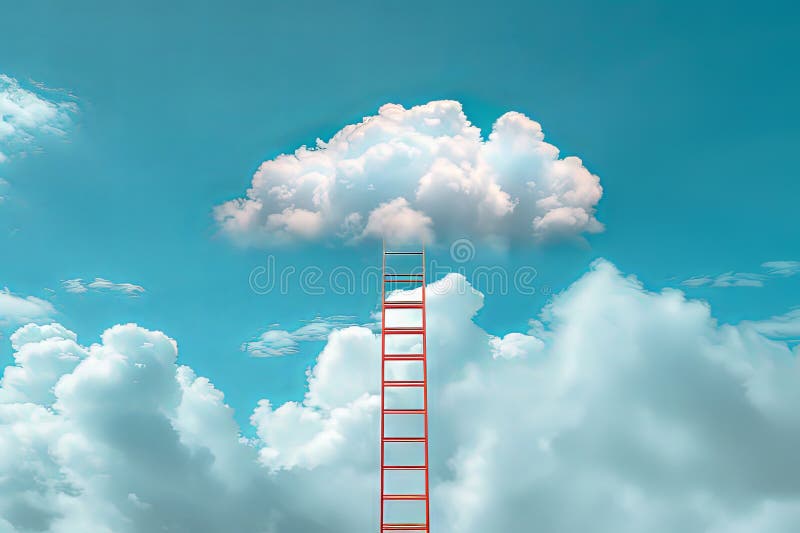 Ladder Ascending To Cloud in Sky Stock Illustration - Illustration of ...
