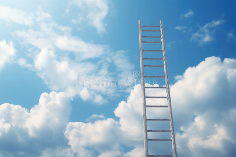 A Ladder Reaching Up To a Blue Sky Stock Image - Image of dream, blue ...