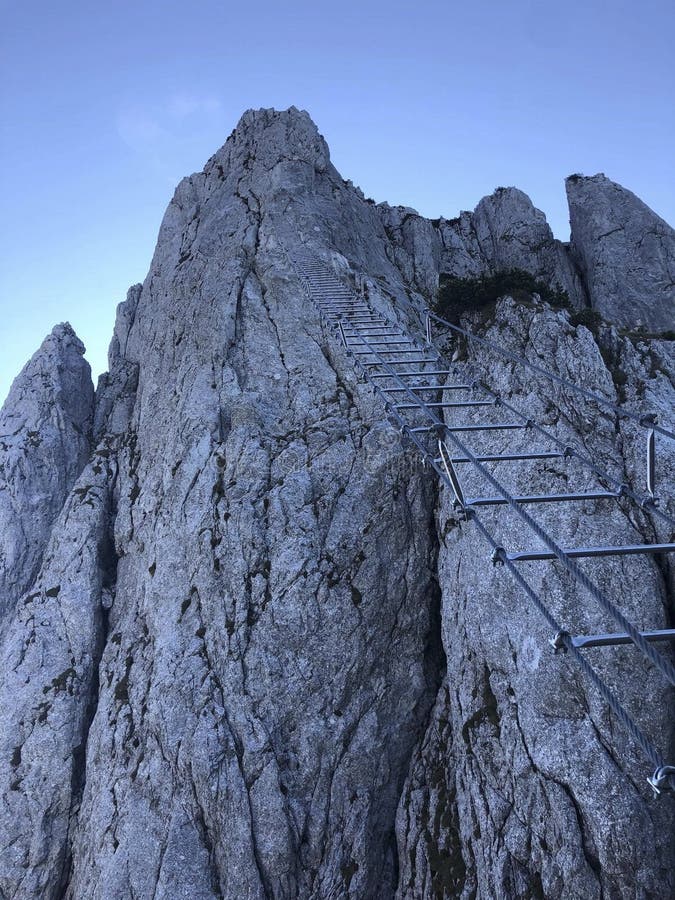 A Ladder on the Rock for Climbing Stock Image - Image of climbing ...