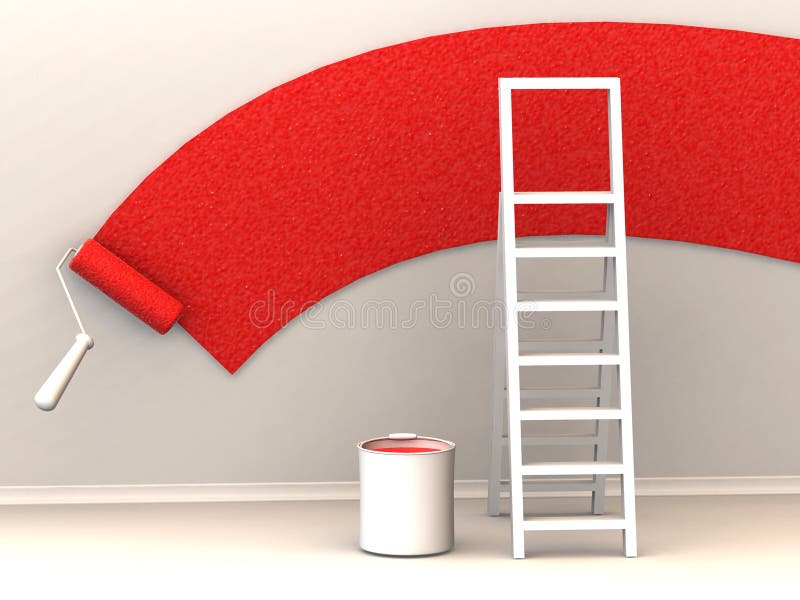 Roller Brush and Color Guide Palette in Rainbow Colors. Stock ...