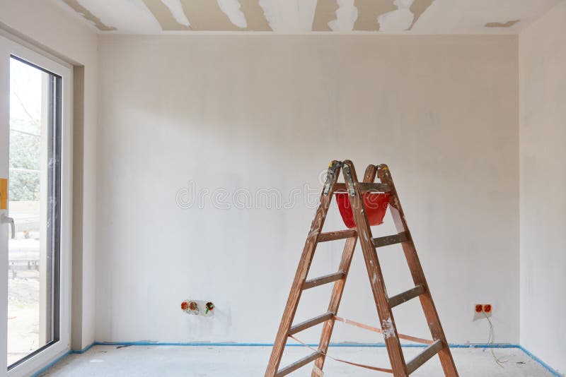 Ladder in the Room when Plastering the Interior of the Wall and Ceiling ...
