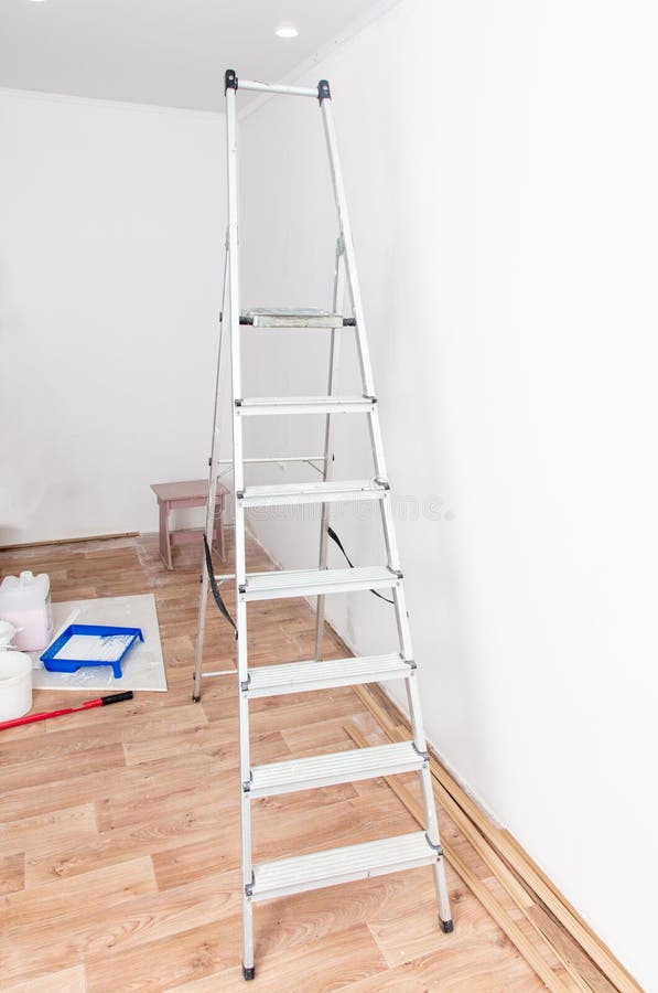 Ladder Ladder in the Room Under Renovation Stock Photo - Image of floor ...