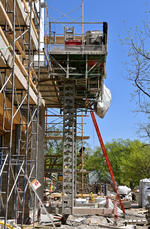 Ladder and Scaffolding on a New Construction Site Stock Photo - Image ...