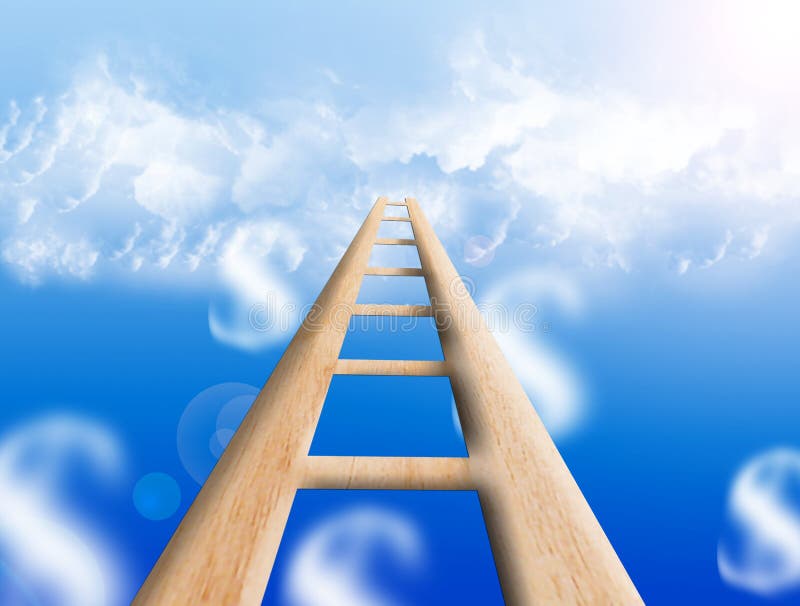 Ladder to the sky and day stock illustration. Illustration of heaven ...