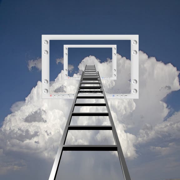 Ladder into sky stock illustration. Illustration of steps - 123749808