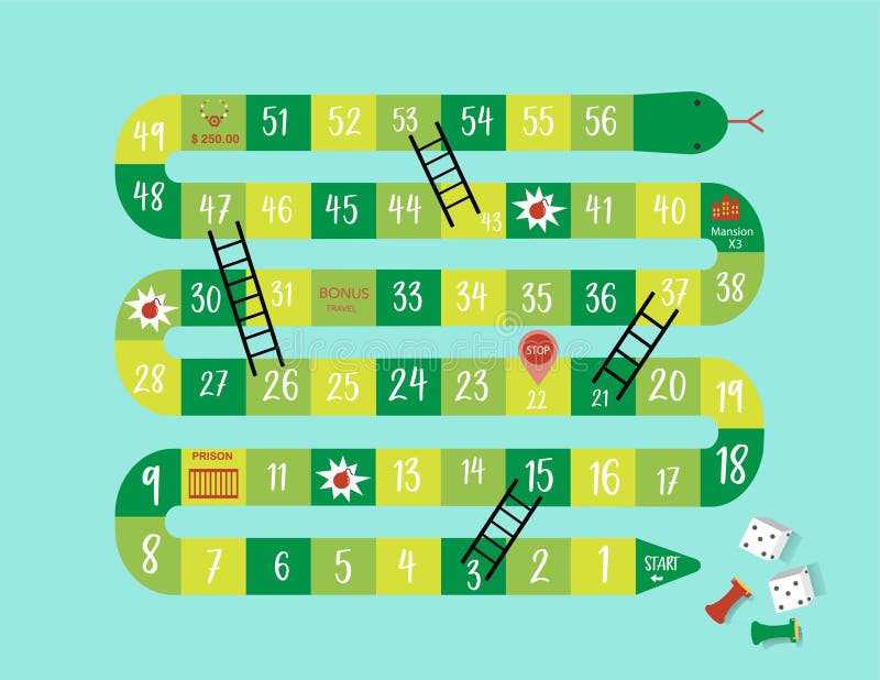 Ladder Snakes Game, Funny Frame for Children,Vector Illustrations ...
