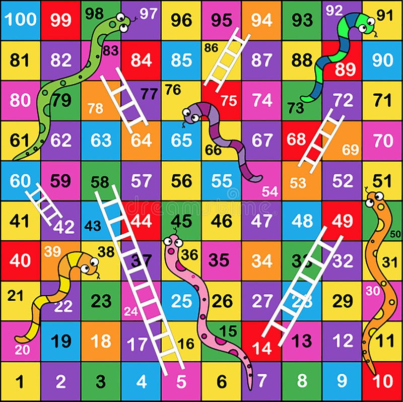 Snakes and Ladder Game Template Stock Vector - Illustration of bench ...