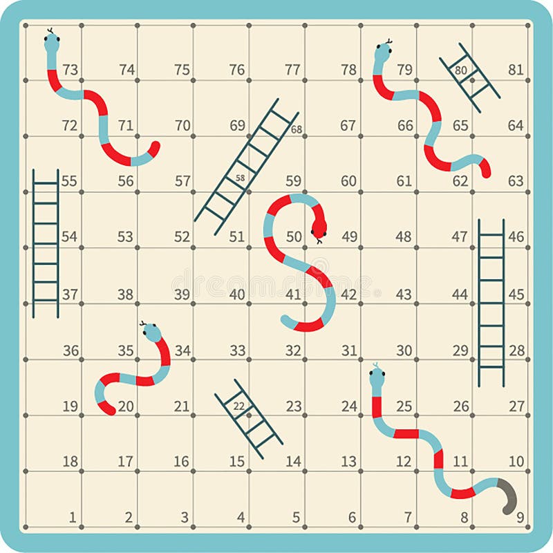 Ladder Snakes Game,Funny Frame for Children.Vector Illustrations. Stock ...