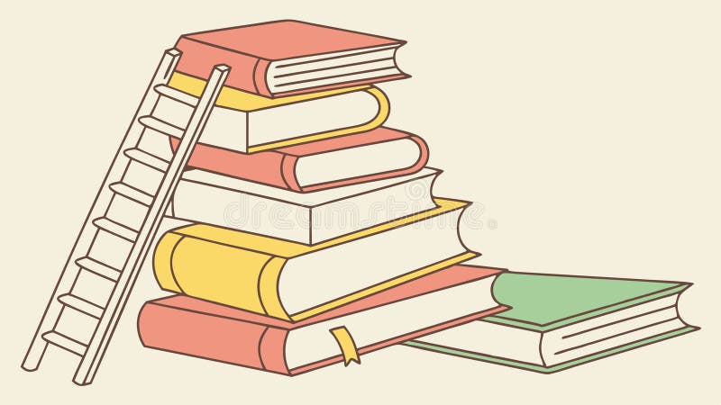 Ladder on Stack of Books, Knowledge Ascent, Vector Design Generative AI ...