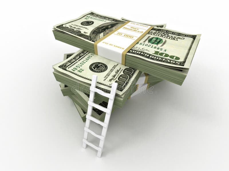 Ladder on Stack from Dollars Pack. Stock Illustration - Illustration of ...