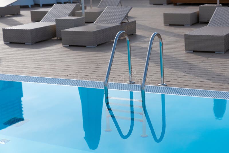 Ladder Stainless Handrails for Descent into Swimming Pool. Swimming ...