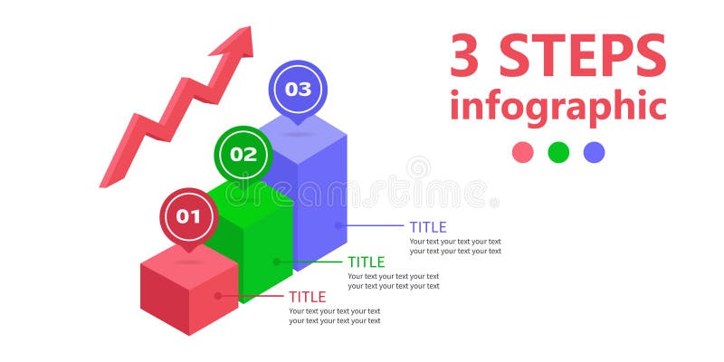 Business Infographics. Ladder of Progress, Consisting of 3 Steps, with ...