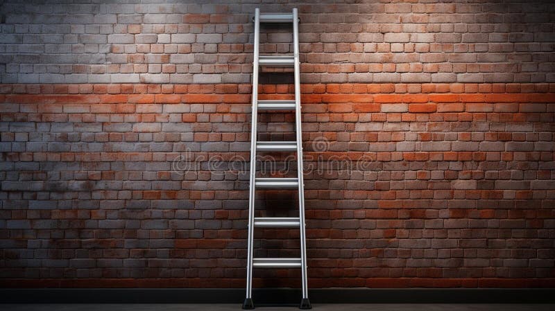 Ladder Standing Against a Brick Wall, AI-generated. Stock Illustration ...