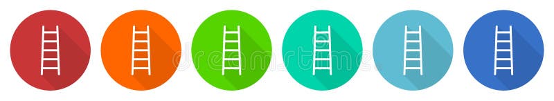 Ladder, Step, Climb, Tool, Level Icon Set, Flat Design Vector ...