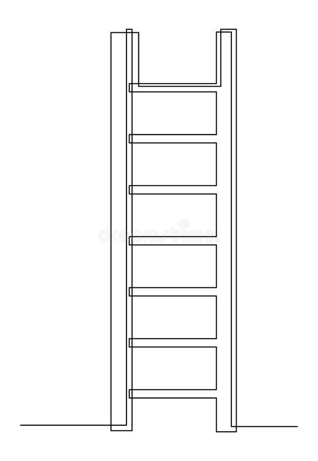 Ladder, Step-ladder, Structure for Climbing Up. Continuous Line Drawing ...