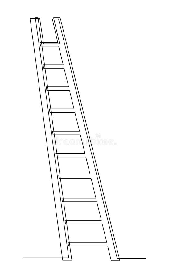 Ladder, Step-ladder, Structure for Climbing Up. Continuous Line Drawing ...