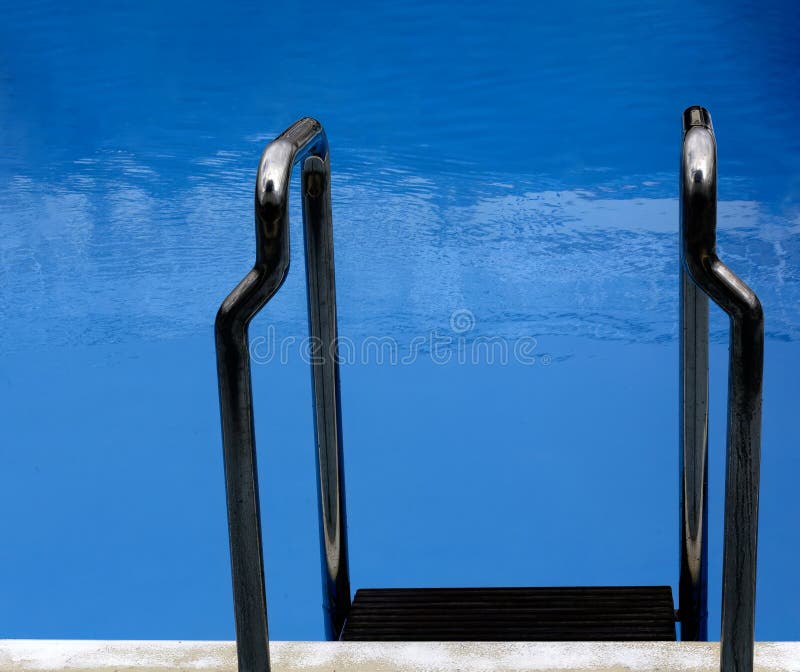 Ladder Steps on an Outdoor Swimming Pool Stock Image - Image of ladder ...