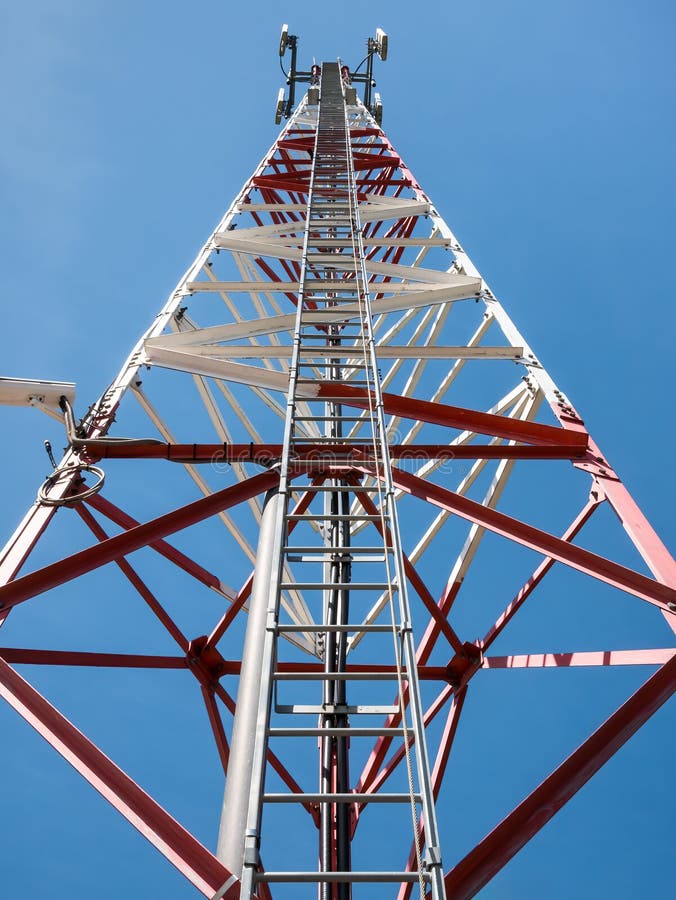Ladder or Steps on a Transmission Tower Towards the Blue Sky Stock ...