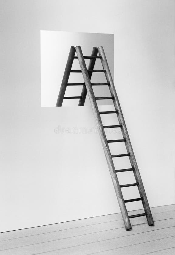 Ladder straddling window stock image. Image of ideas - 30847825