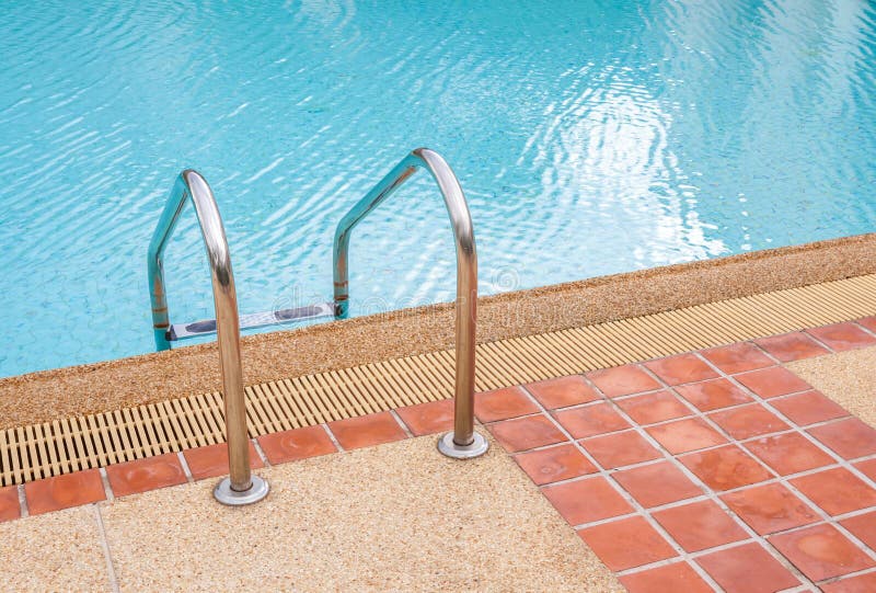 Ladder of Swimming Pool in Summer Time Stock Image - Image of ...