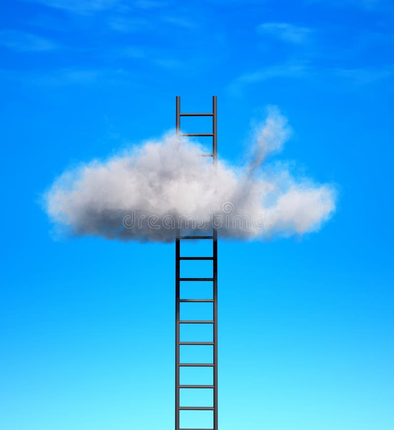 Ladder To a Cloud. Aspirations and Dream Concept Stock Illustration ...