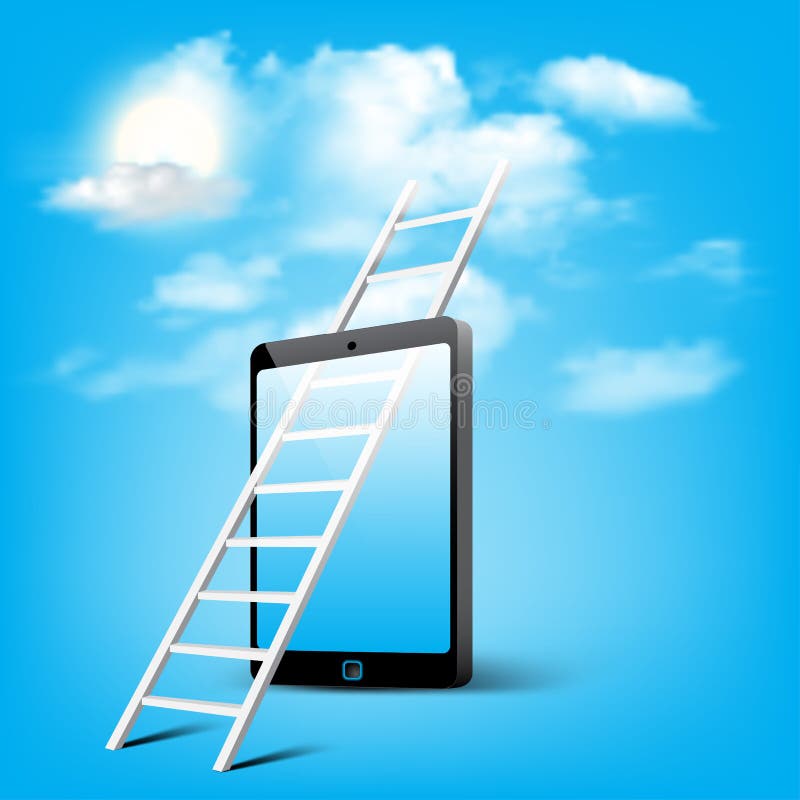 Ladder To Cloud through Smart Phone Stock Vector - Illustration of ...