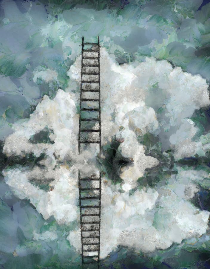 Ladder into dramatic sky stock illustration. Illustration of cloudy ...