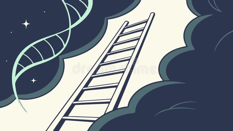 Ladder To Clouds with DNA Strand, Evolution and Discovery, Vector ...