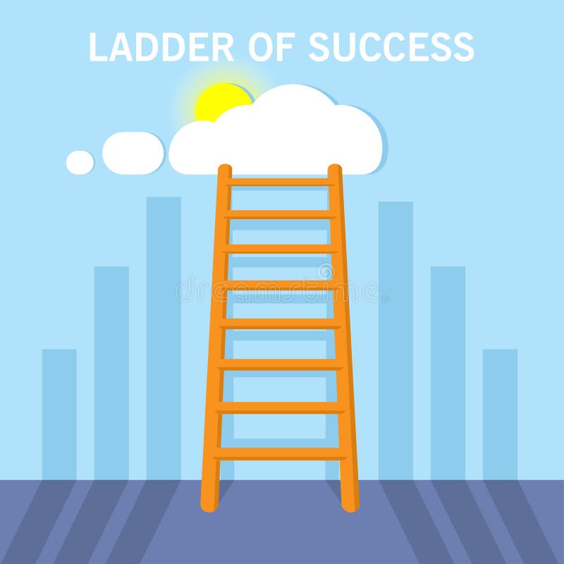 Ladder To Clouds. Flat Vector Design Concept. Stock Vector ...