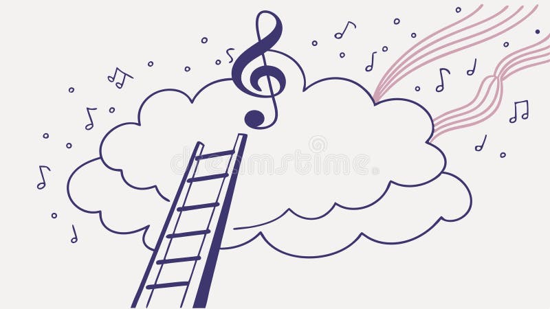 Ladder To Clouds with Music Notes, Ambition and Creativity, Vector ...