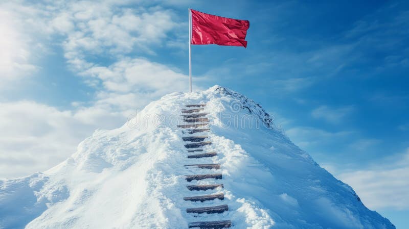 Ladder To the Red Flag on the Top of the Mountain, Steps To Success ...