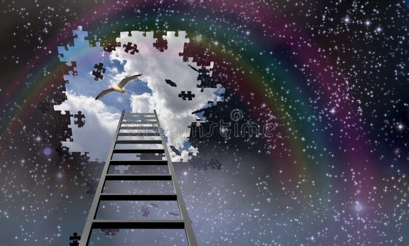 Ladder to the sky and day stock illustration. Illustration of heaven ...