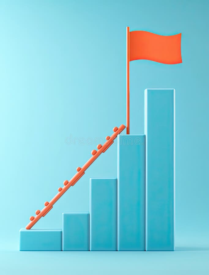 Ladder To Success, Business Growth Chart Stock Image - Image of flag ...