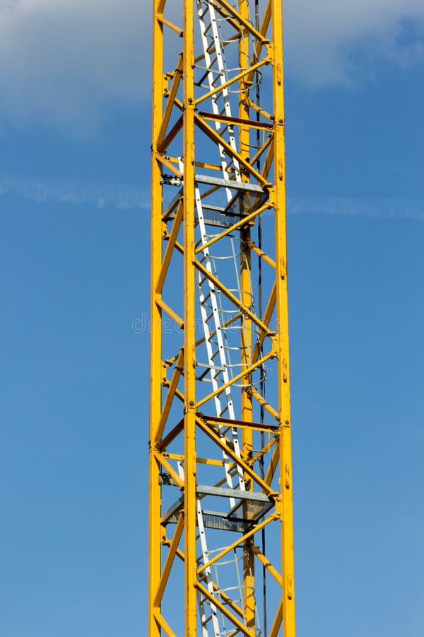 Ladder in Tower of Yellow Crane in Blue Sky Stock Photo - Image of ...