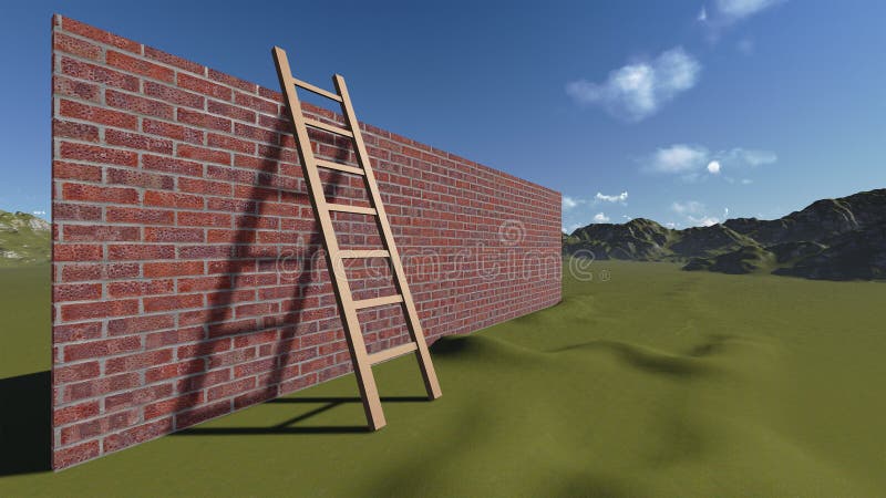 Ladder and Wall stock illustration. Illustration of overpower - 34442302